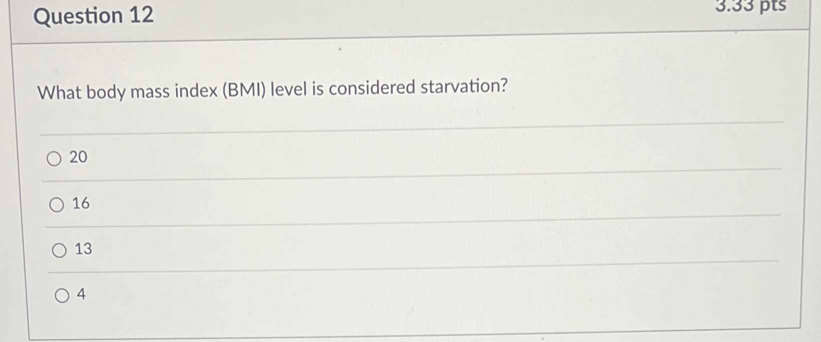Solved Question 12What body mass index (BMI) ﻿level is | Chegg.com