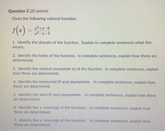 Solved Question 2 (20 points) Given the following rational | Chegg.com Solved Question 2 (20 points) Given the following rational | Chegg.com
