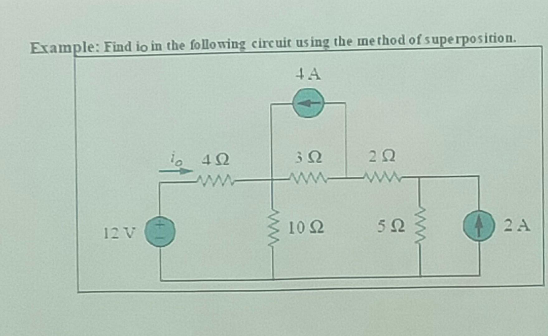 Solved Example: Find io in the following circuit using the | Chegg.com