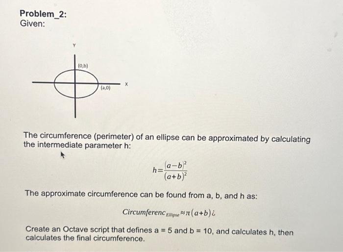 Solved Problem_2: Given: The circumference (perimeter) of an | Chegg.com