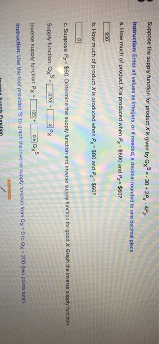 Solved Suppose the supply function for product X is given by | Chegg.com