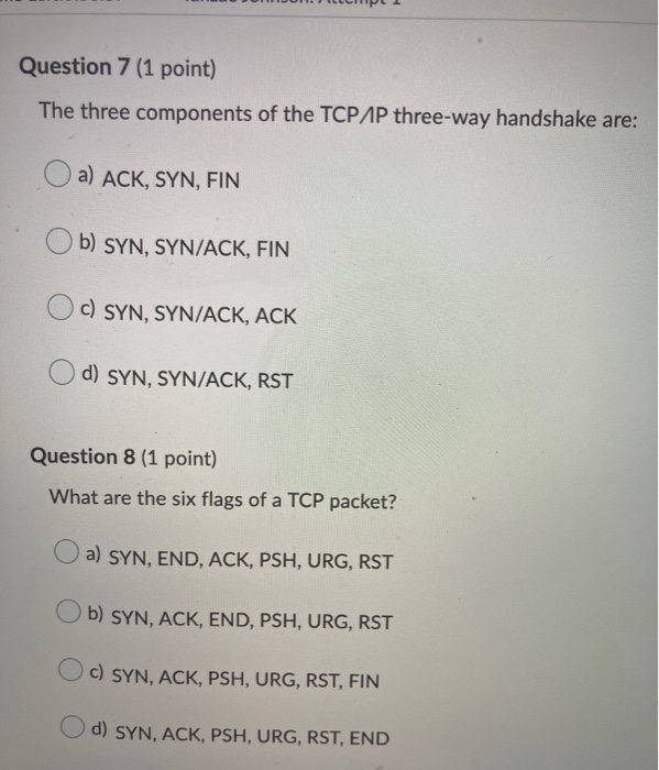 Solved Question 7 (1 point) The three components of the | Chegg.com