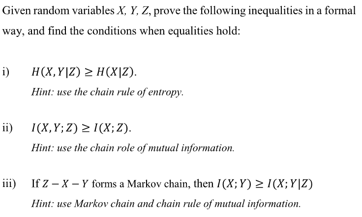 Solved Given random variables x,Y,Z, ﻿prove the following | Chegg.com