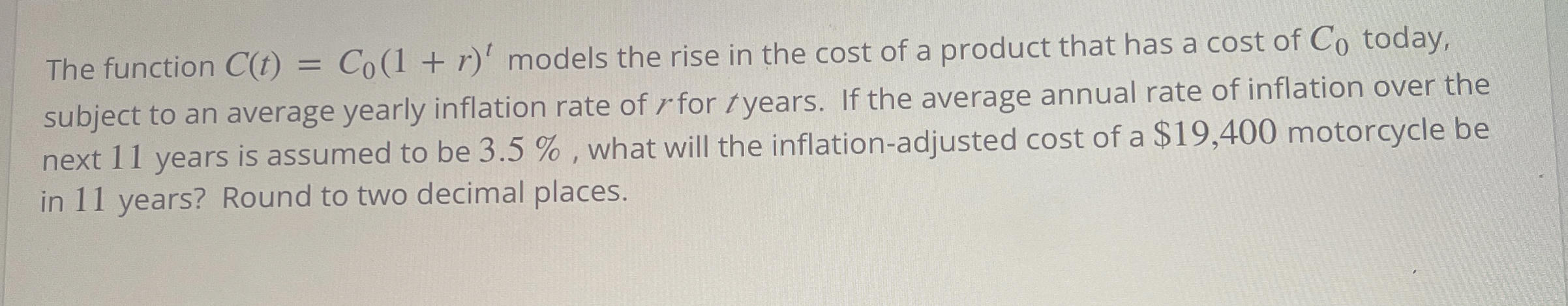 Solved The function C(t)=C0(1+r)t ﻿models the rise in the | Chegg.com