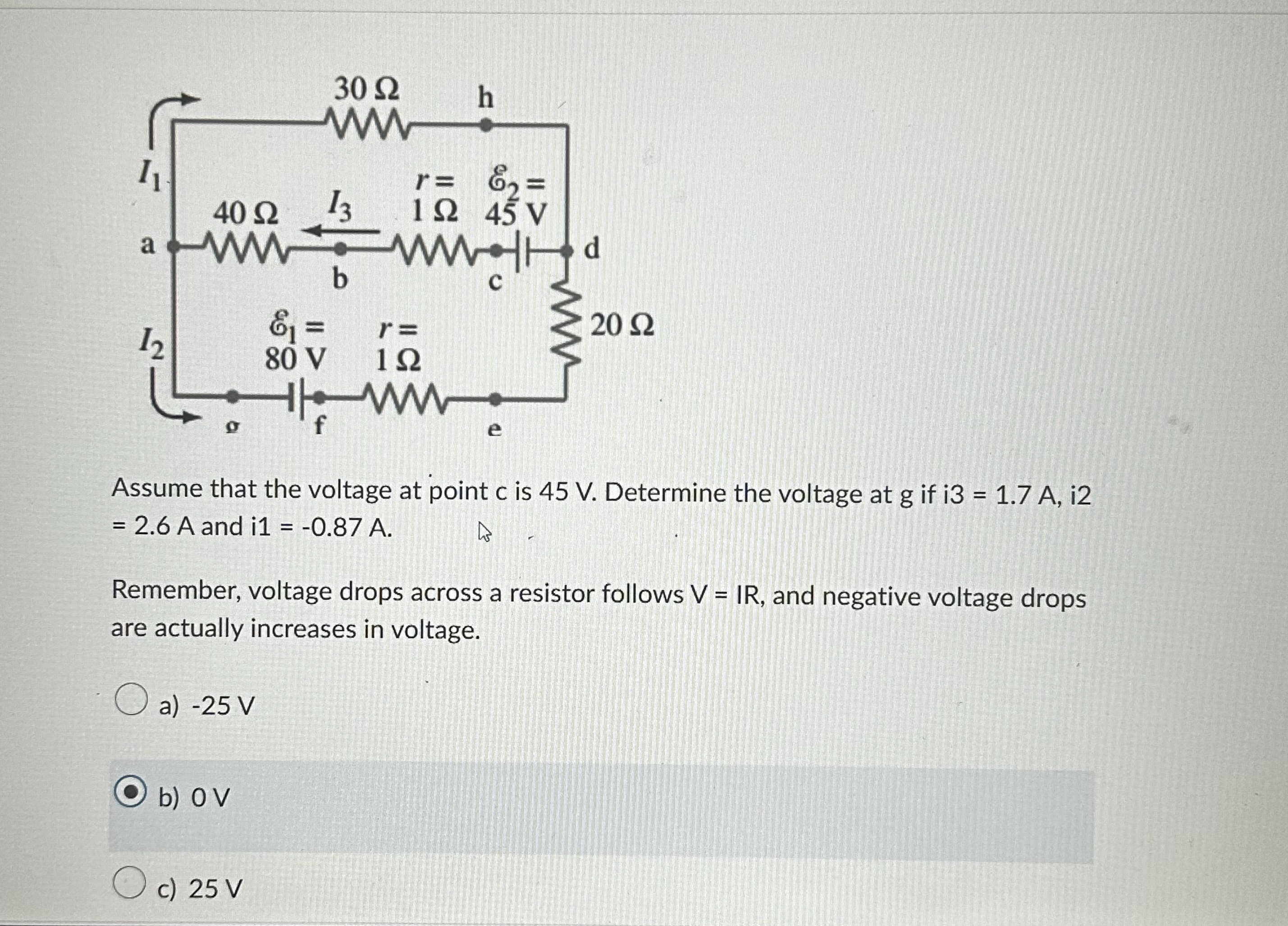 Solved Assume that the voltage at point c is 45 ﻿V . | Chegg.com