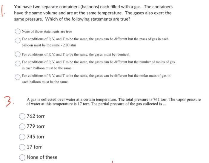 Solved You have two separate containers (balloons) each | Chegg.com