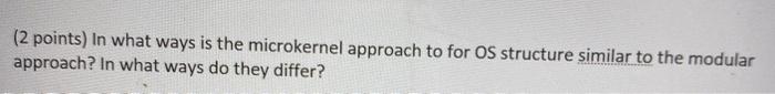 Solved (2 points) In what ways is the microkernel approach | Chegg.com