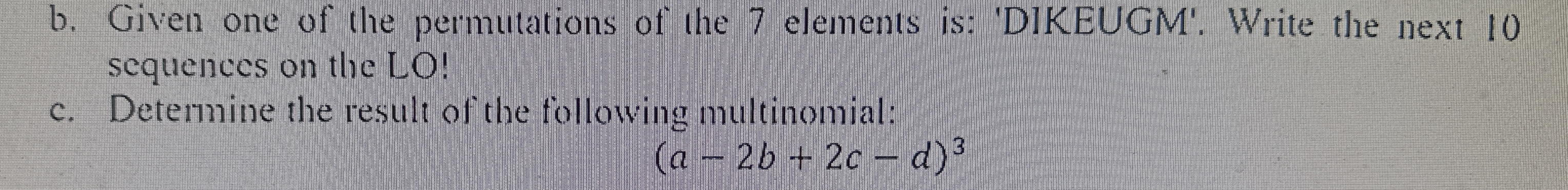 Solved b. ﻿Given one of the permutations of the 7 ﻿elements | Chegg.com