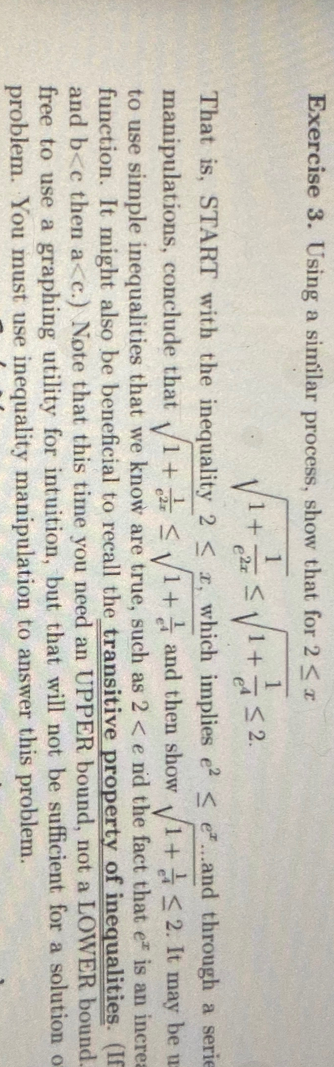 Solved Exercise 3. ﻿Using a similar process, show that for | Chegg.com
