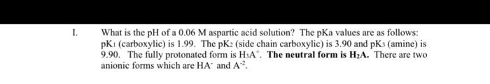 Solved What is the pH of a 0.06M disodium aspartate? The pKa | Chegg.com