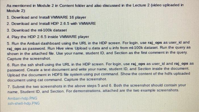 Solved As mentioned in Module 2 in Content folder and also | Chegg.com