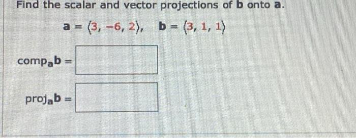 Solved Find the scalar and vector projections of b onto a. a | Chegg.com