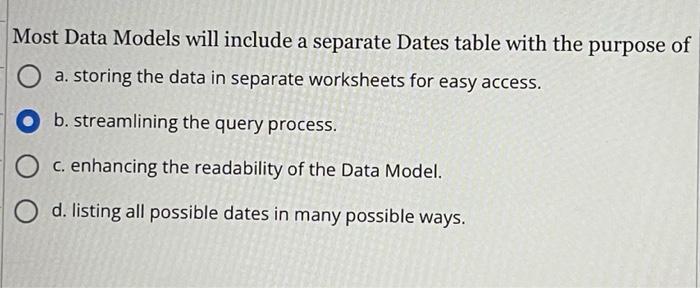 Solved A is a new column in a table of a Data Model. a О a. | Chegg.com
