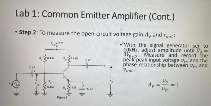 Solved Lab 1: Common Emitter Amplifier • Step 1: Measure | Chegg.com