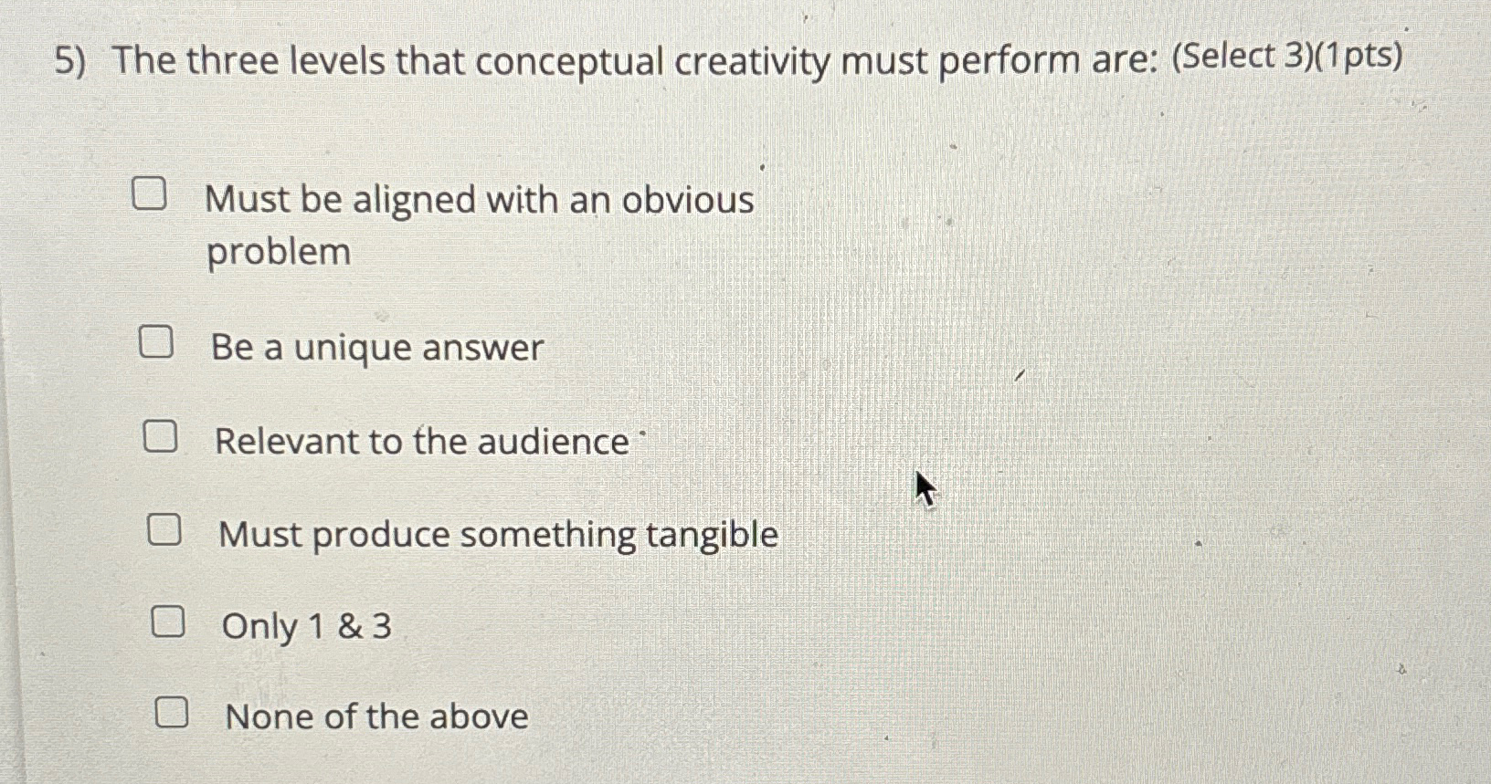 Solved The three levels that conceptual creativity must | Chegg.com