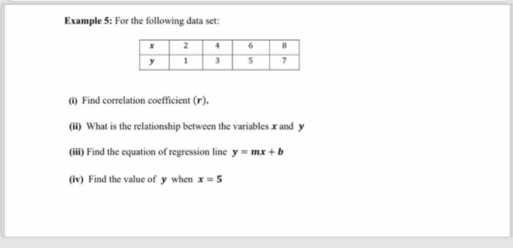 Solved Example 5: For the following data set:(i) ﻿Find | Chegg.com