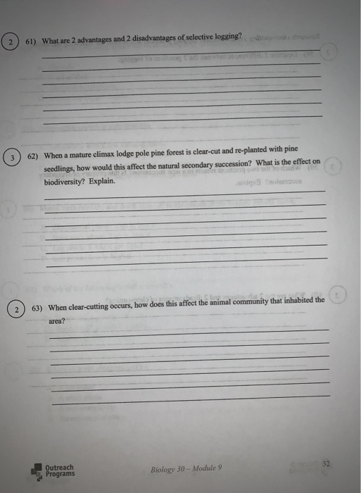 Solved (bio 30 module 9) I need help woth these questions. | Chegg.com