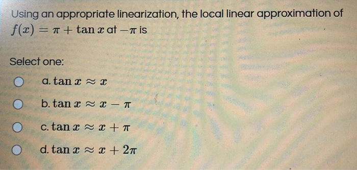 Solved Using an appropriate linearization, the local linear | Chegg.com