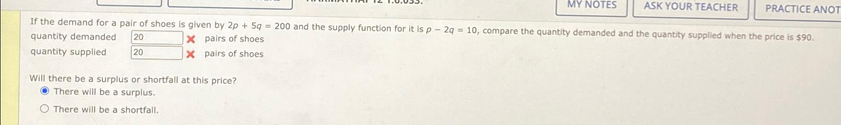 Solved PRACTICE ANOTquantity demanded pairs of shoes | Chegg.com