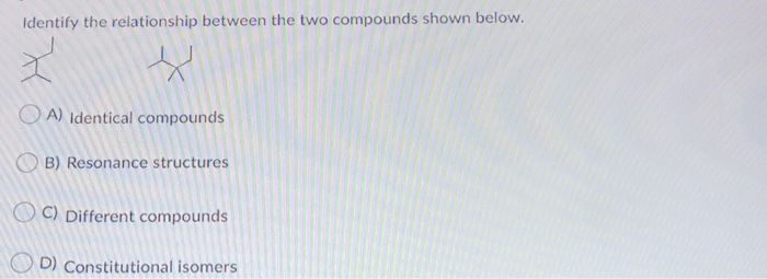 Solved Identify the relationship between the two compounds | Chegg.com