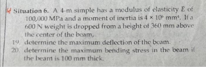 Solved 4f Situation 6. A 4-m simple has a modulus of | Chegg.com