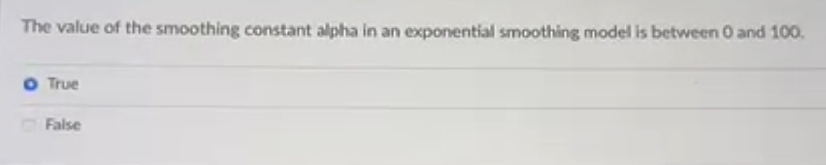 Solved The Value Of The Smoothing Constant Alpha In An