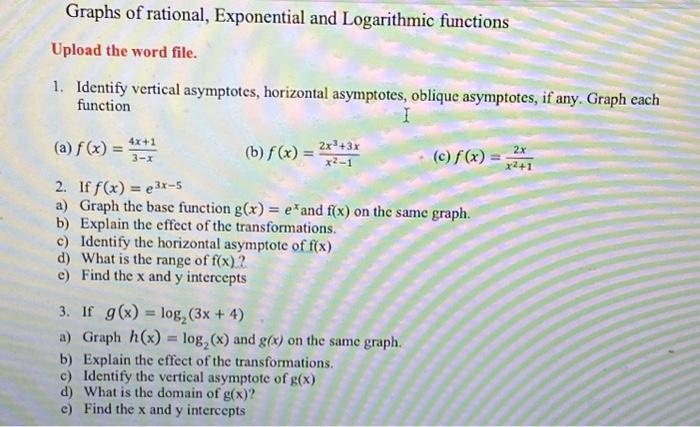 Solved 1 Identify Vertical Asymptotes Horizontal 9837