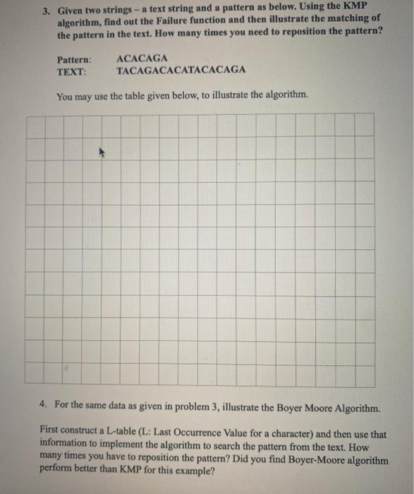 Solved 3 Given Two Strings A Text String And A Pattern As 3074