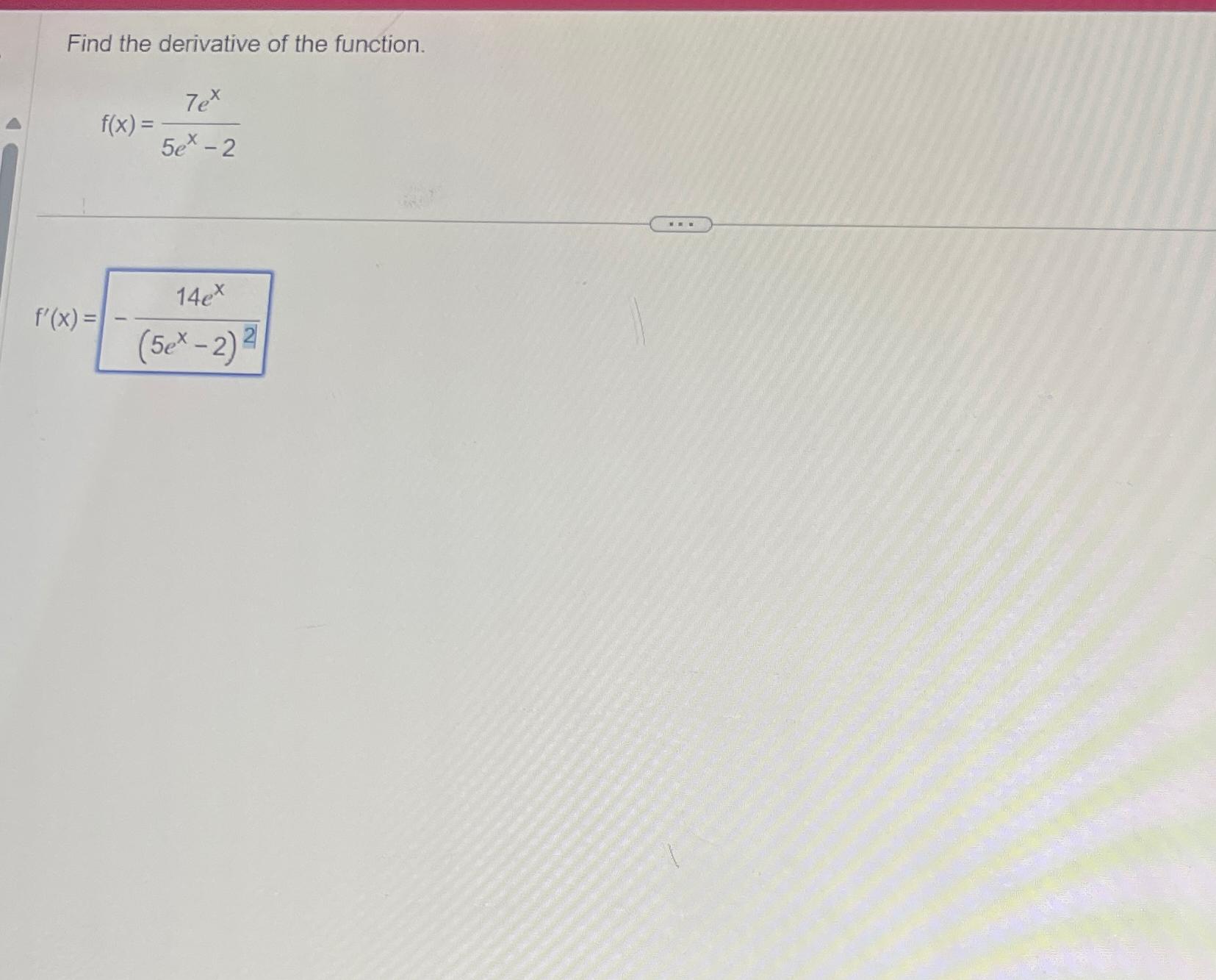 Solved Find the derivative of the | Chegg.com