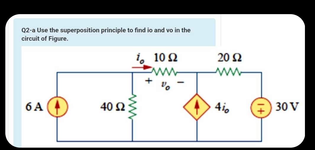 Solved Q2-a Use the superposition principle to find io and | Chegg.com