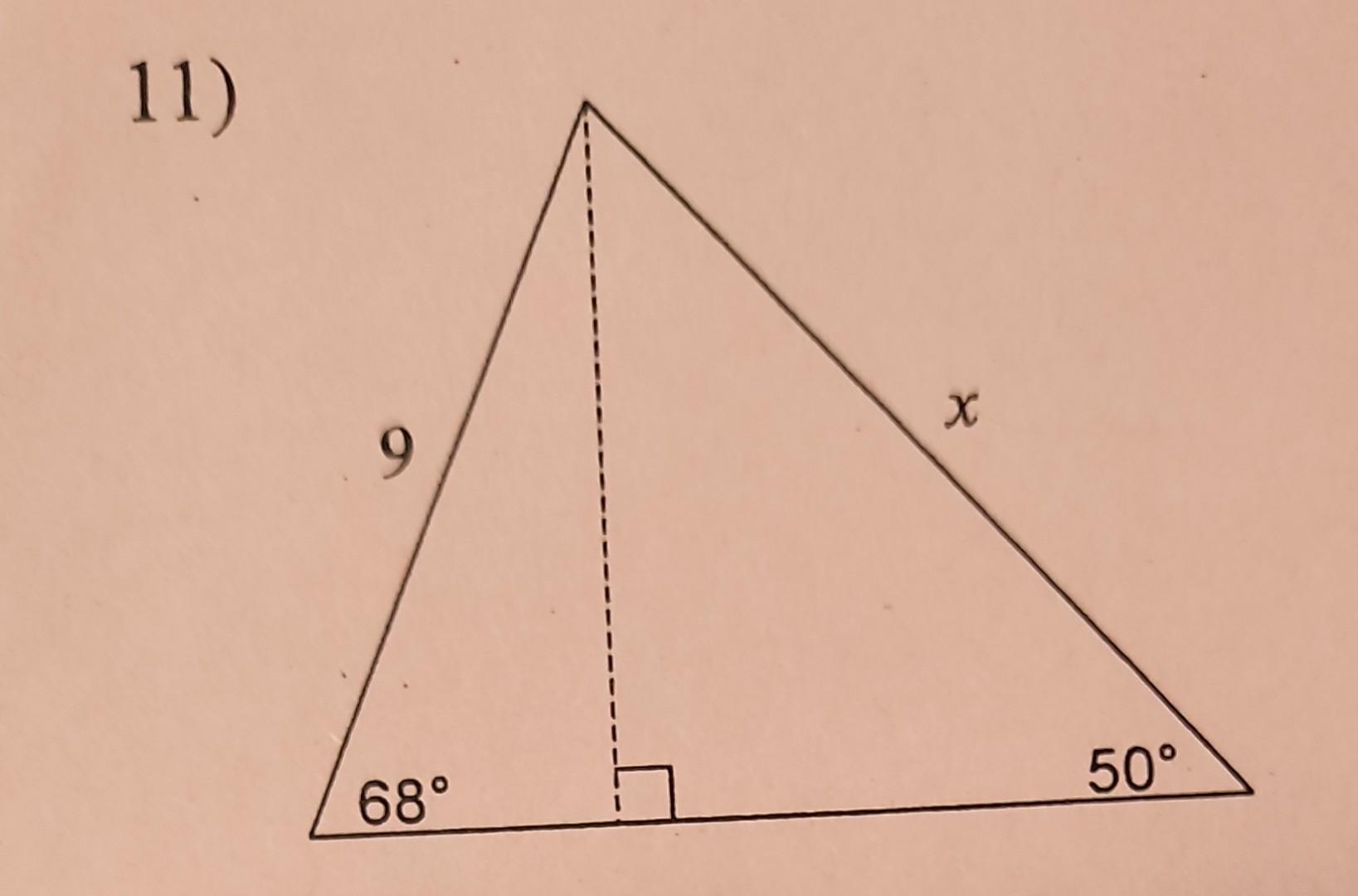 Solved (Find the length of the side labeled x. Round | Chegg.com