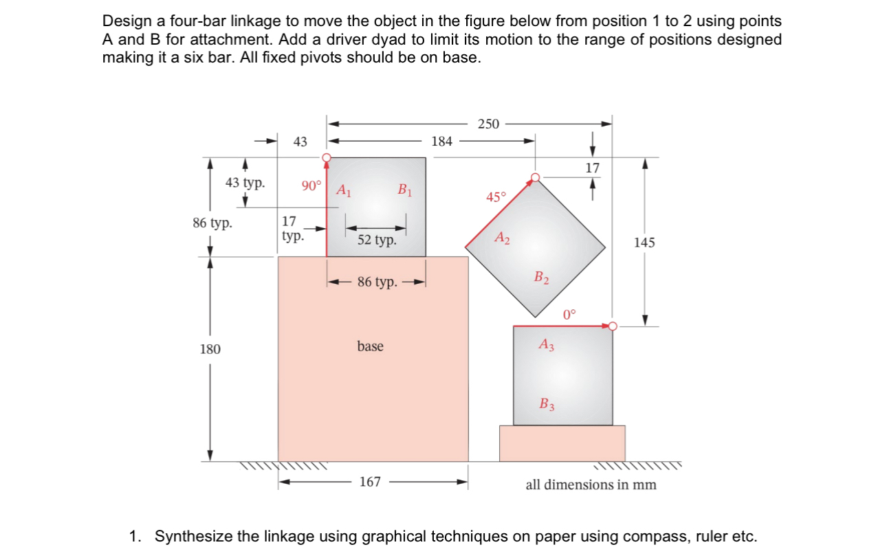 Solved Design a four-bar linkage to move the object in the | Chegg.com