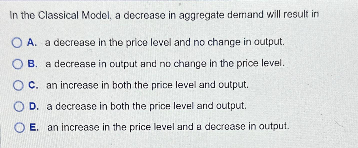 Solved In the Classical Model, a decrease in aggregate | Chegg.com