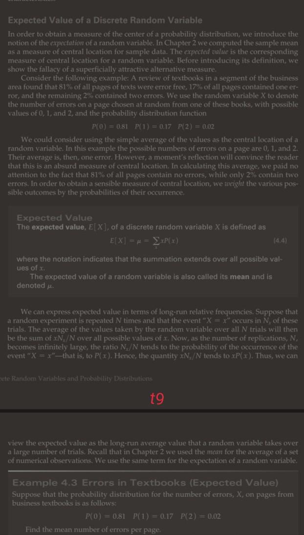 Solved Expected Value of a Discrete Random Variable In order | Chegg.com