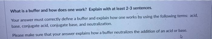 Solved What is a buffer and how does one work? Explain with | Chegg.com
