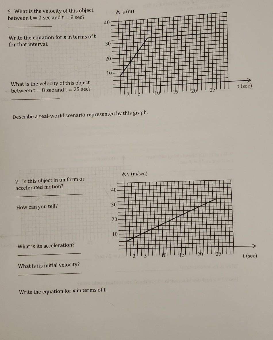 Solved PART 1 - PLOTTING GRAPHS If an object is in uniform | Chegg.com
