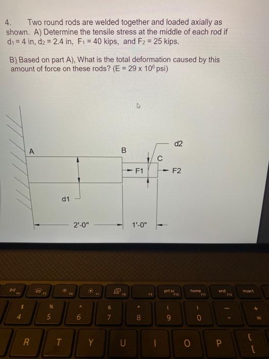 Solved 4. Two round rods are welded together and loaded | Chegg.com