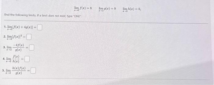 Solved find the following limits. If a limit does not exist, | Chegg.com