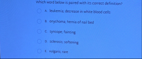 Solved Which word below is paired with its correct | Chegg.com