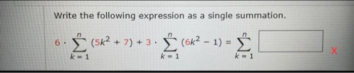 Solved Write the following expression as a single summation. | Chegg.com