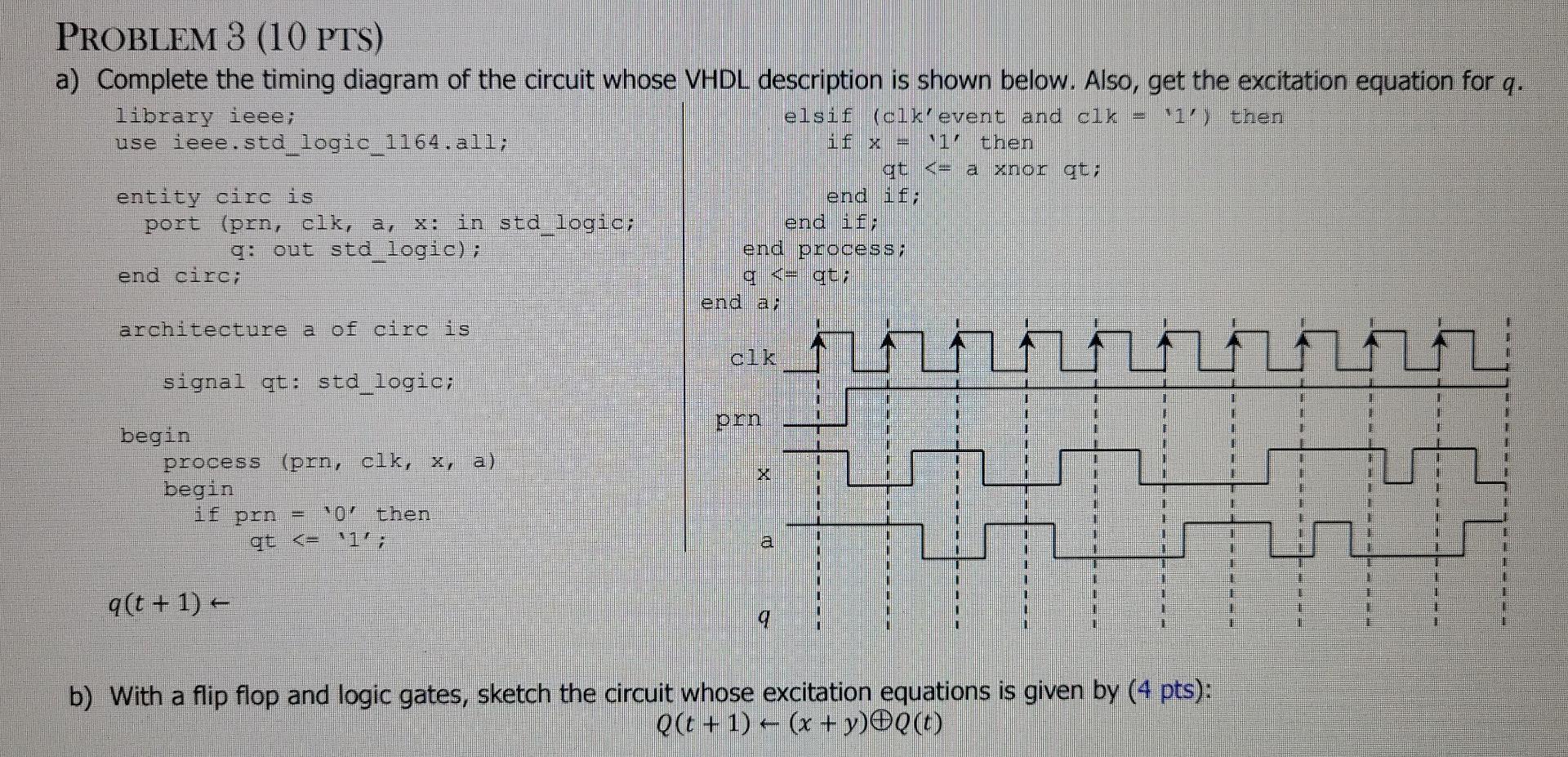 Solved PROBLEM 3 (10 PTS) a) Complete the timing diagram of | Chegg.com