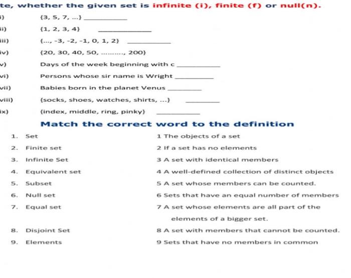 Solved Te Whether The Given Set Is Infinite 6 Finite 1 6237