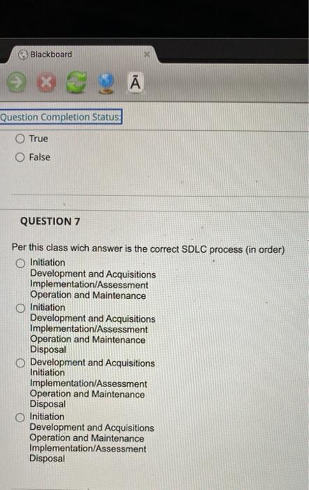 Solved Blackboard Question Completion Status: True False | Chegg.com