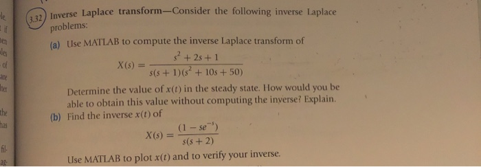 Solved Inverse Laplace transform-Consider the following | Chegg.com