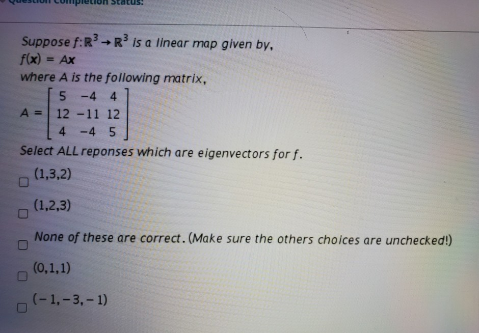 Solved Suppose f:R3 R3 is a linear map given by, f(x) = Ax | Chegg.com