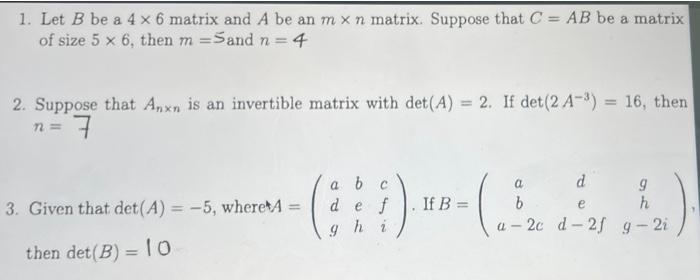 Solved 1. Let B be a 4 x 6 matrix and A be an mx n matrix. | Chegg.com