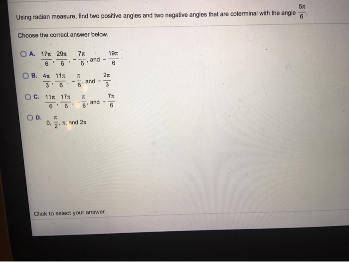 Solved 5x Using radian measure, find two positive angles and | Chegg.com