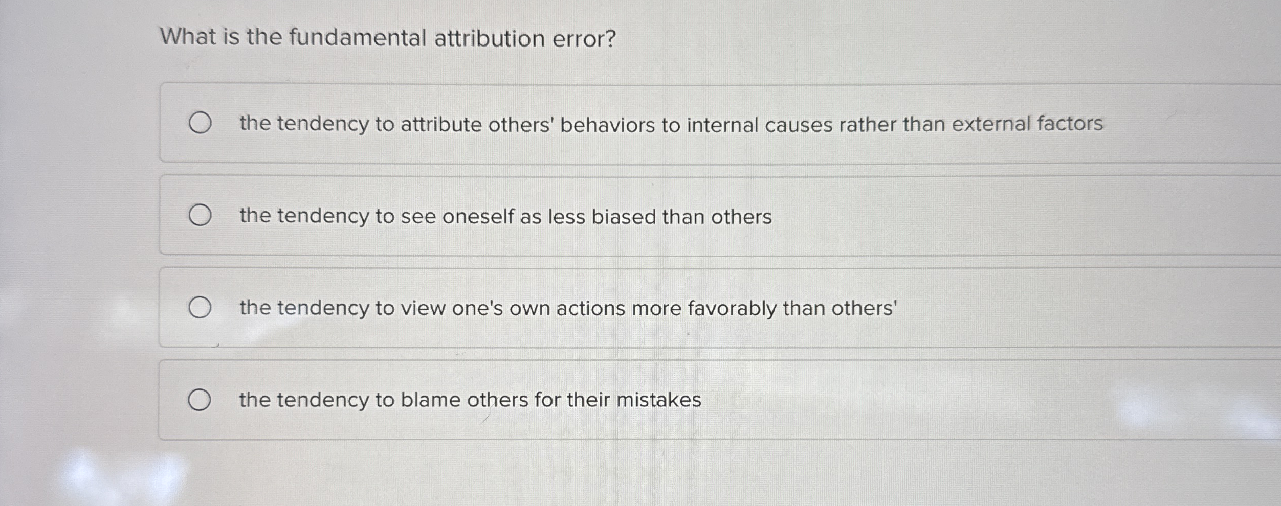 High Quality SOLUTION What is the fundamental attribution error?the | Chegg.com