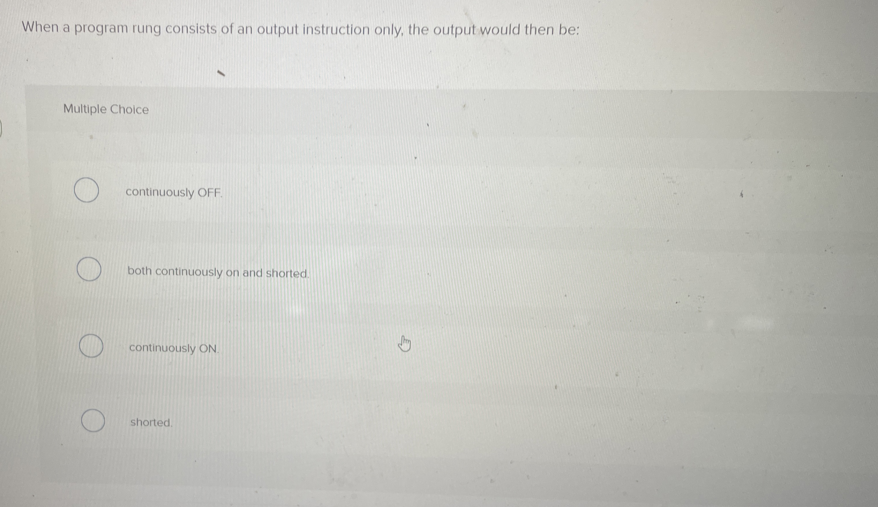 Solved When a program rung consists of an output instruction | Chegg.com
