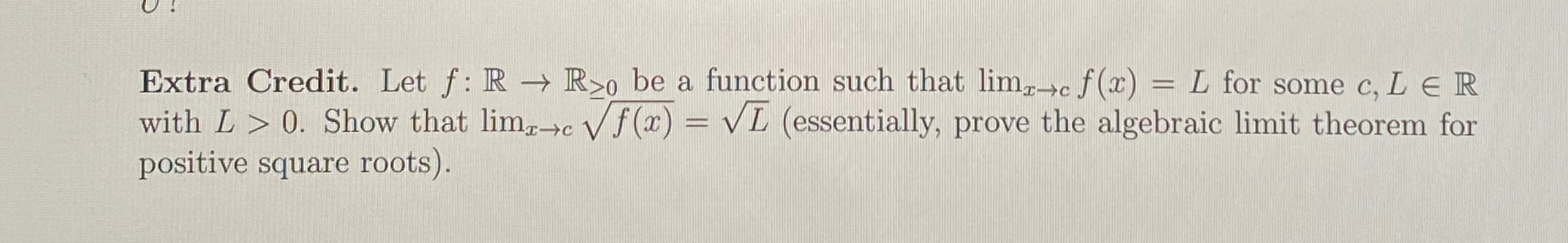 Solved Extra Credit. Let f:R→R?≥0 ﻿be a function such that | Chegg.com